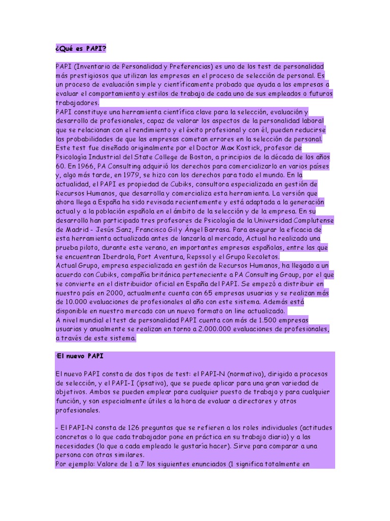 Scribd Test Papi | PDF | Recursos humanos | Toma de decisiones