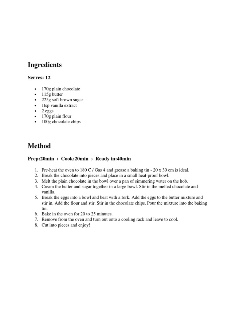 Chewy Chocolate Chip Cookies Recipe | PDF