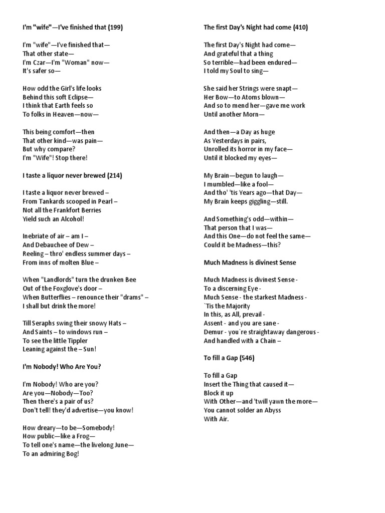 Emily Dickinson's Poetic Reflections | PDF