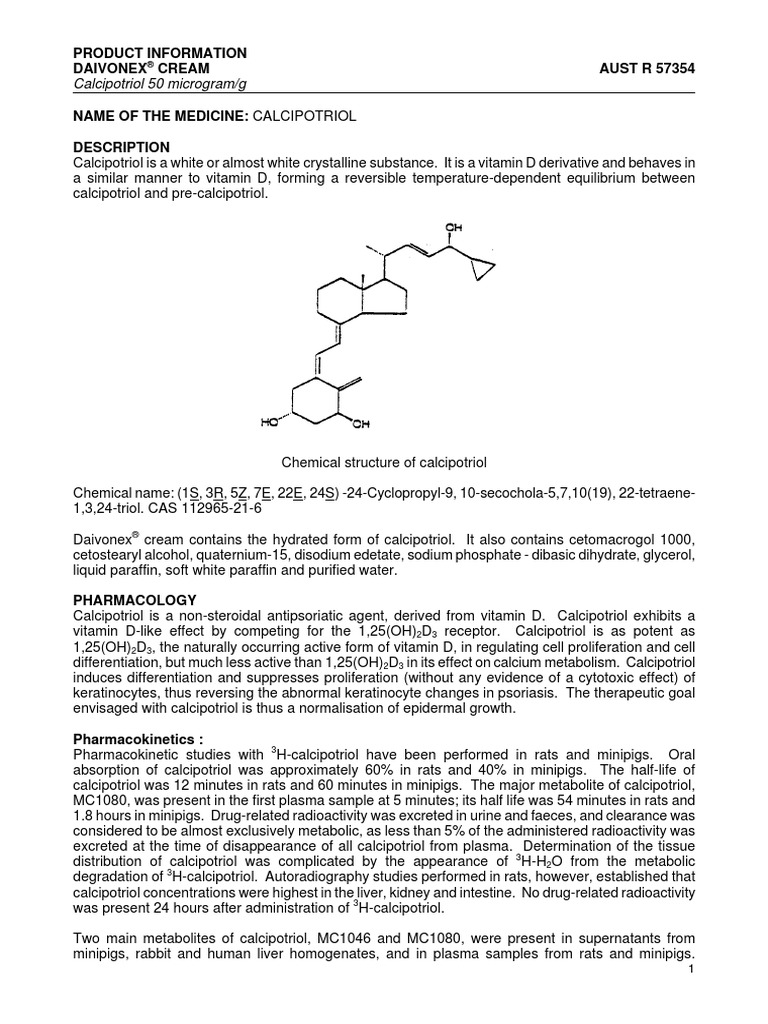 Daivonex Cream PI - LPS-11-045 | PDF | Ultraviolet | Topical Medication