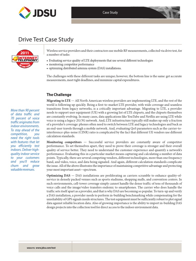 JDSU Drive-Test CaseStudy | PDF | Lte (Telecommunication) | Quality Of ...