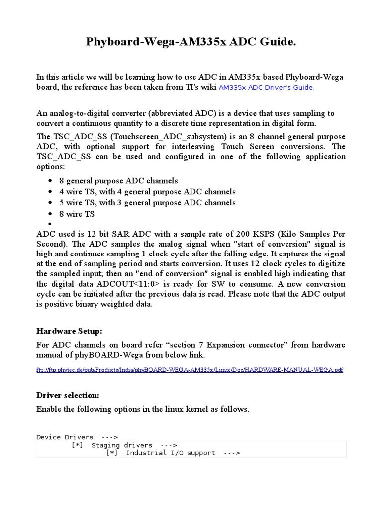 Adc Guide | PDF | Analog To Digital Converter | Device Driver