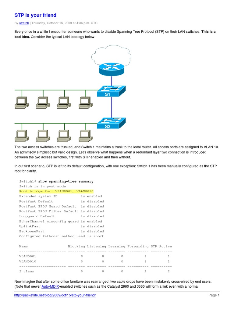STP Is Your Friend | PDF | Network Switch | Telecommunications Standards
