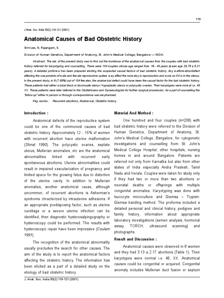 Anatomical Causes of Bad Obstetric History: Identifying Uterine ...