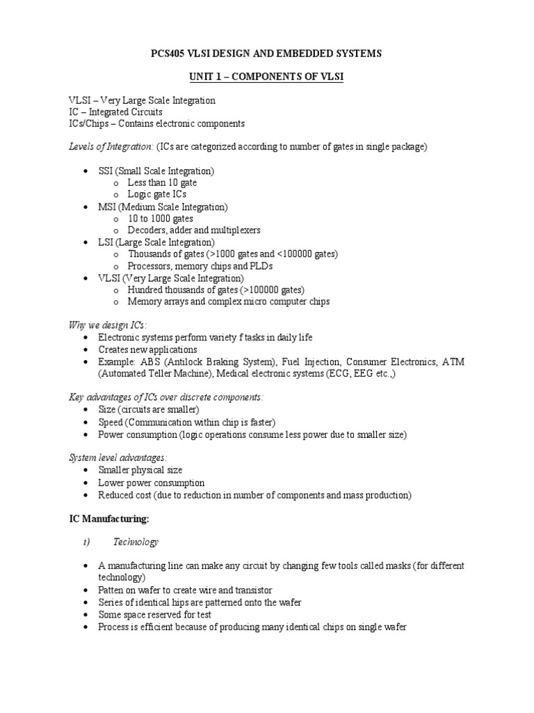 Levels of Integration: (Ics Are Categorized According To Number of ...