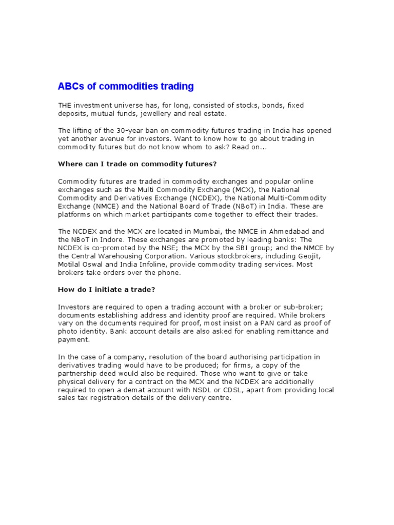ABCs of Commodities Trading | PDF | Futures Contract | Margin (Finance)