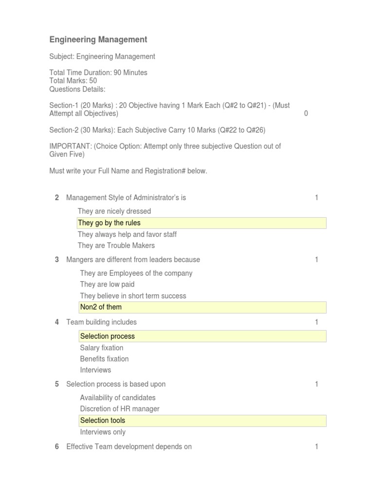 Engineering Design Exam | PDF | Strategic Management | Team Building