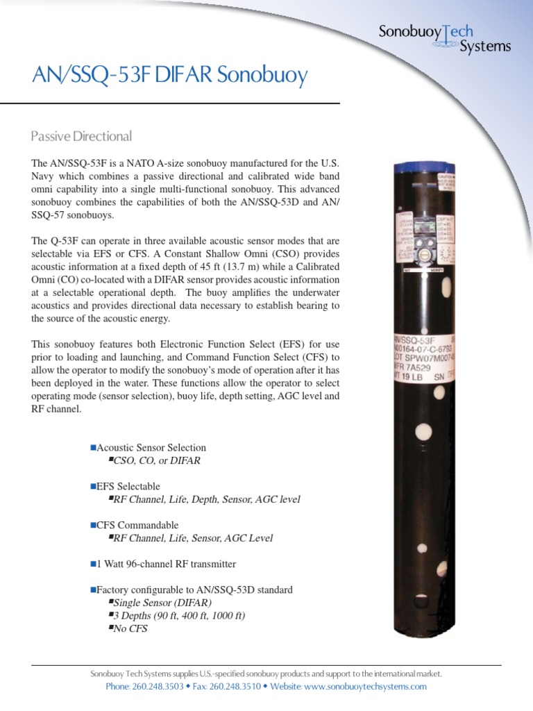AN/SSQ-53F Sonobuoy Specifications | PDF | Technology & Engineering