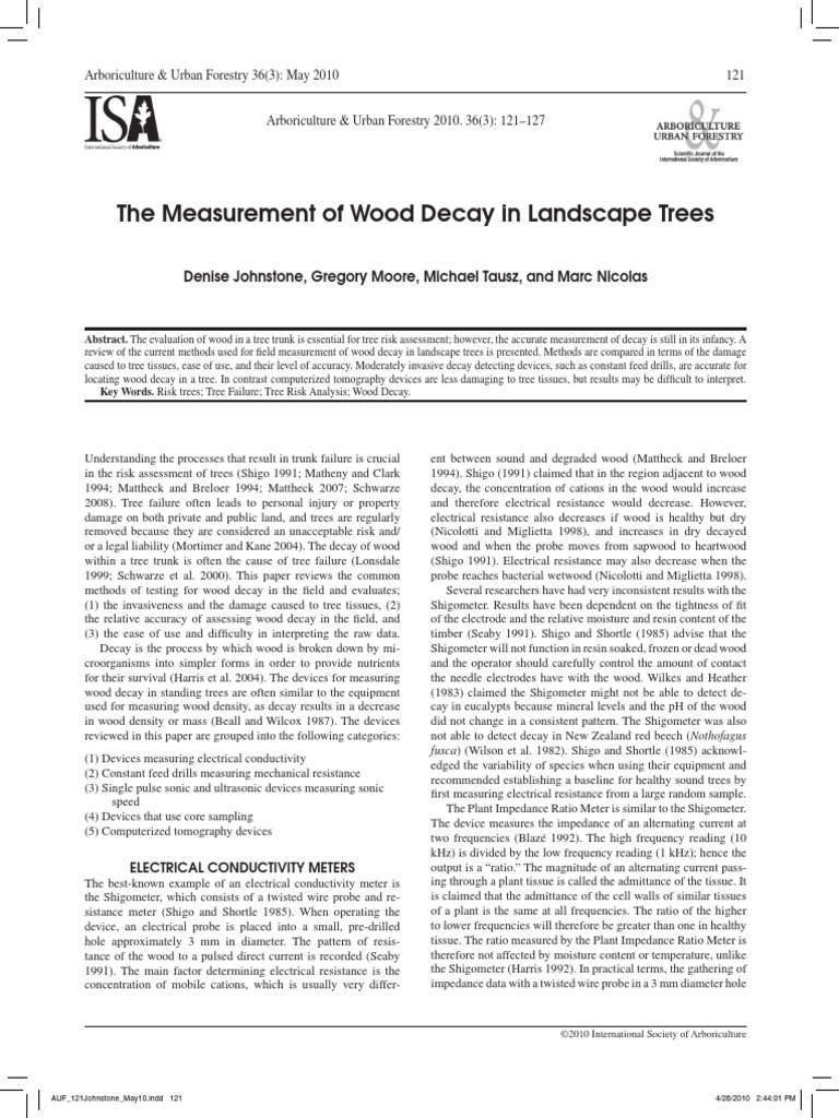 The Measurement of Wood Decay in Landscape Trees | PDF | Medical ...