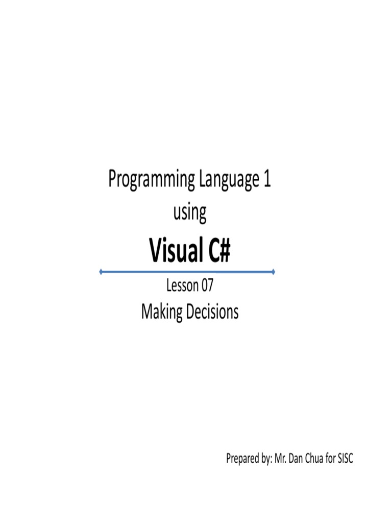 Visual C# Visual C#: Programming Language 1 Using | Download Free PDF ...