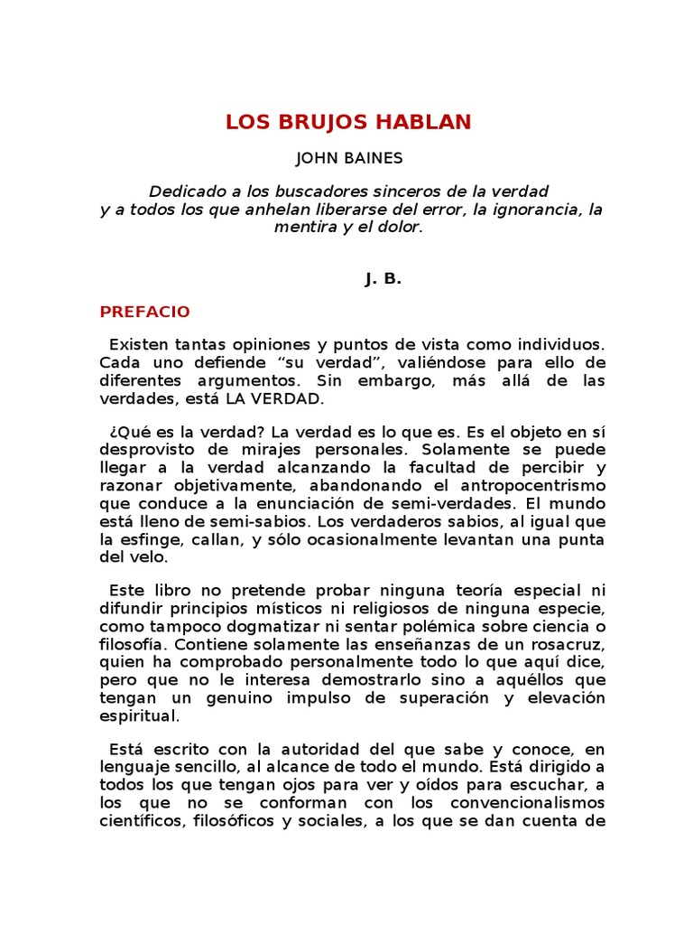 Los Brujos Hablan. John Baines | PDF | Amor | Verdad