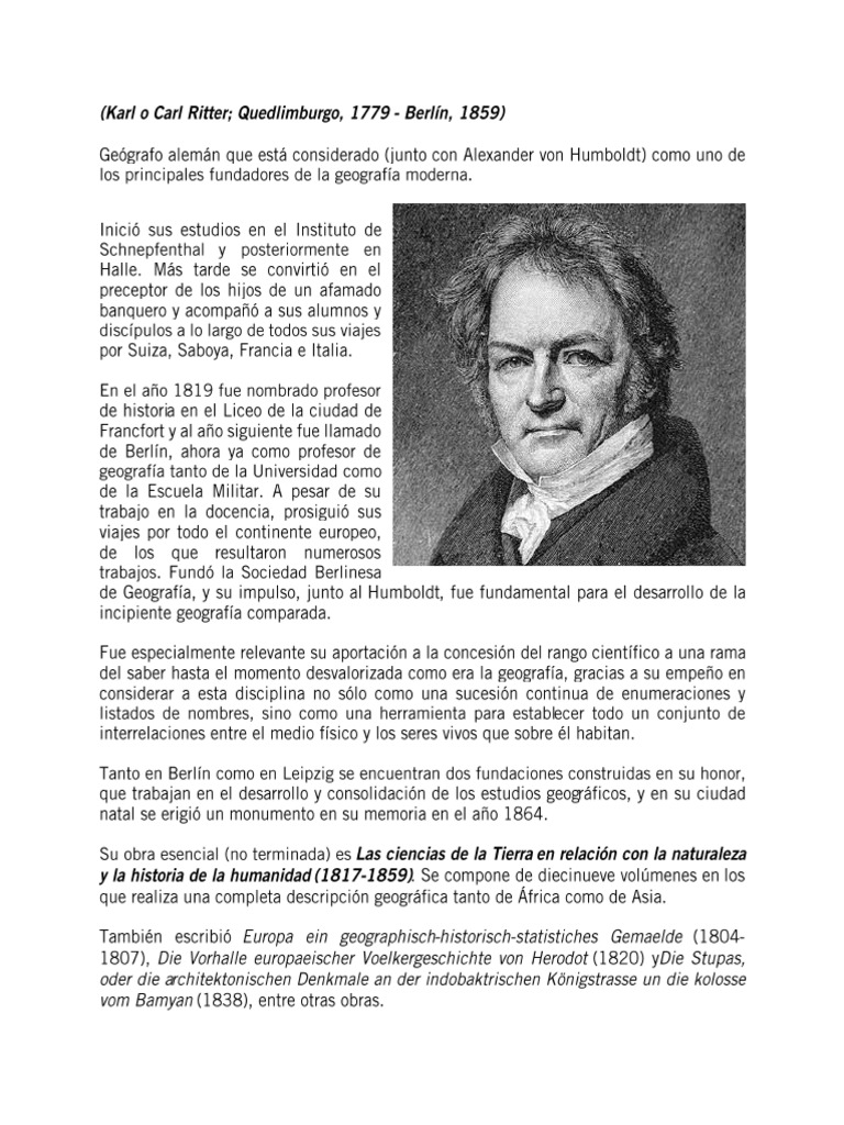 Biografía Carl Ritter y Humboldt | PDF | Artes del Lenguaje y Comunicación