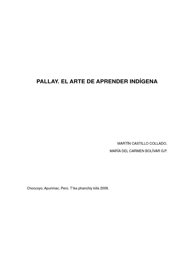 Pallay PDF | PDF | Interculturalidad | Aprendizaje