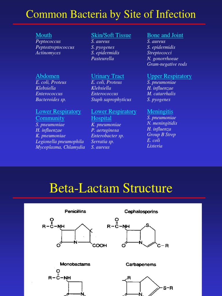 Common Bacteria by Site of Infection: Mouth Skin/Soft Tissue Bone and ...