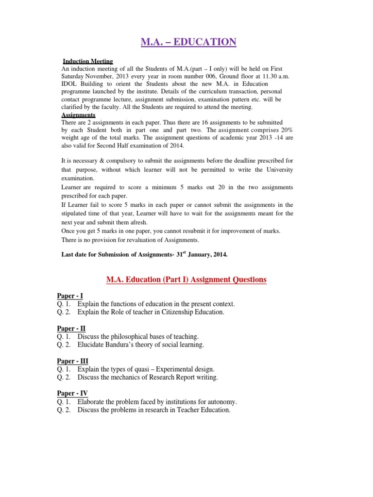 An Orientation Guide for New M.A. Education Students Covering Program ...