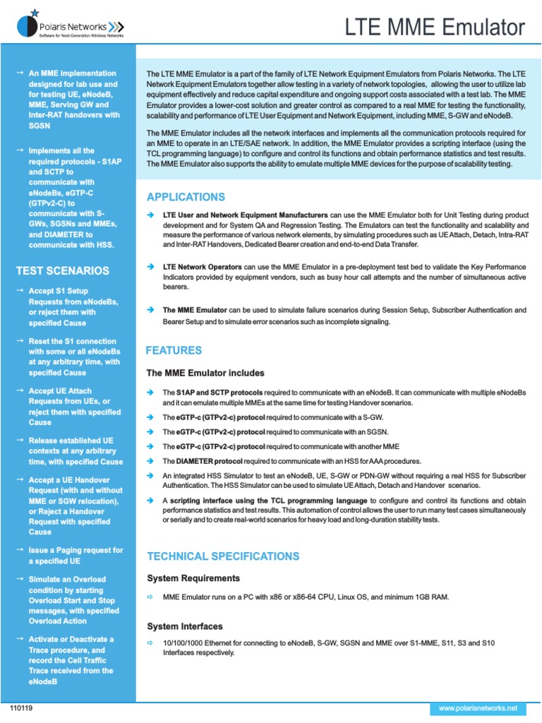 Lte Mme Emulator | PDF | Telecommunications | Computer Networking