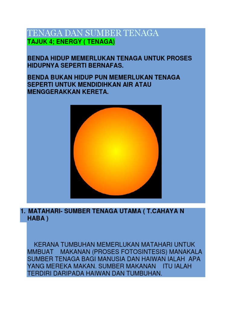 Tenaga Dan Sumber Tenaga | PDF