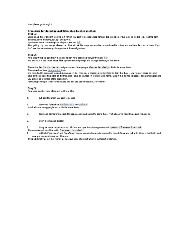 Procedure For Decoding Apk Files Step By Step Method Step 1 Pdf