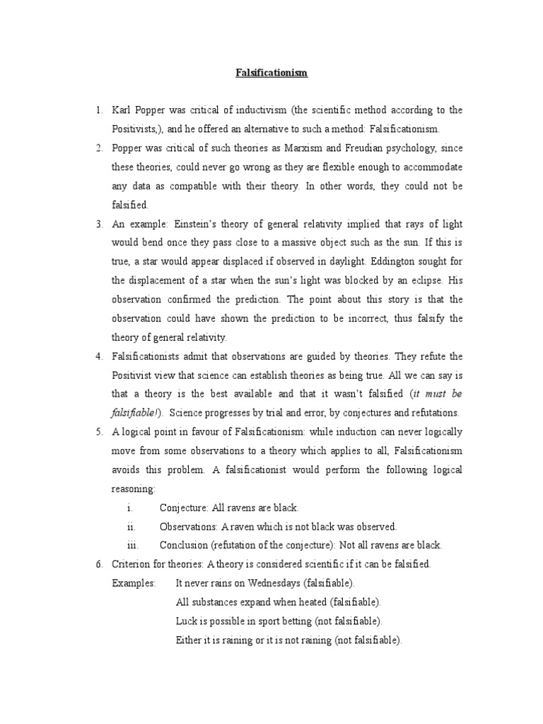 Understanding Falsificationism in Science | PDF | Falsifiability | Theory