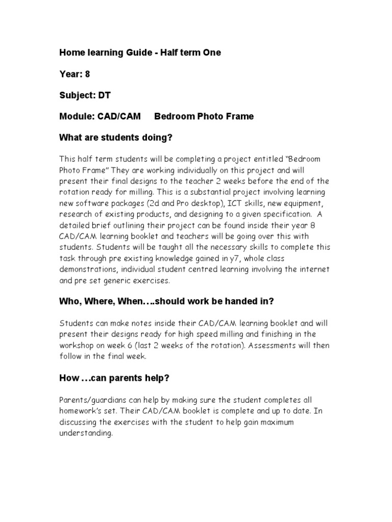 Year 8 Homework Guidance Sheet | PDF