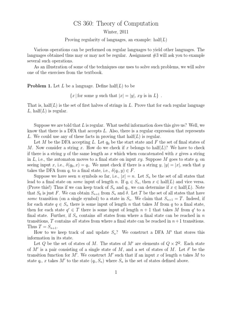 CS 360: Theory of Computation | PDF | Regular Expression | Theory Of Computation