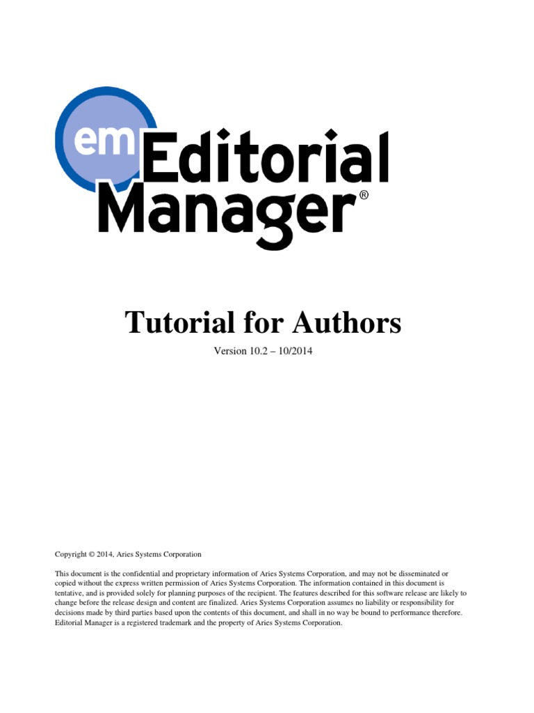 Tutorial For Authors: Version 10.2 - 10/2014 | PDF | Portable Document ...