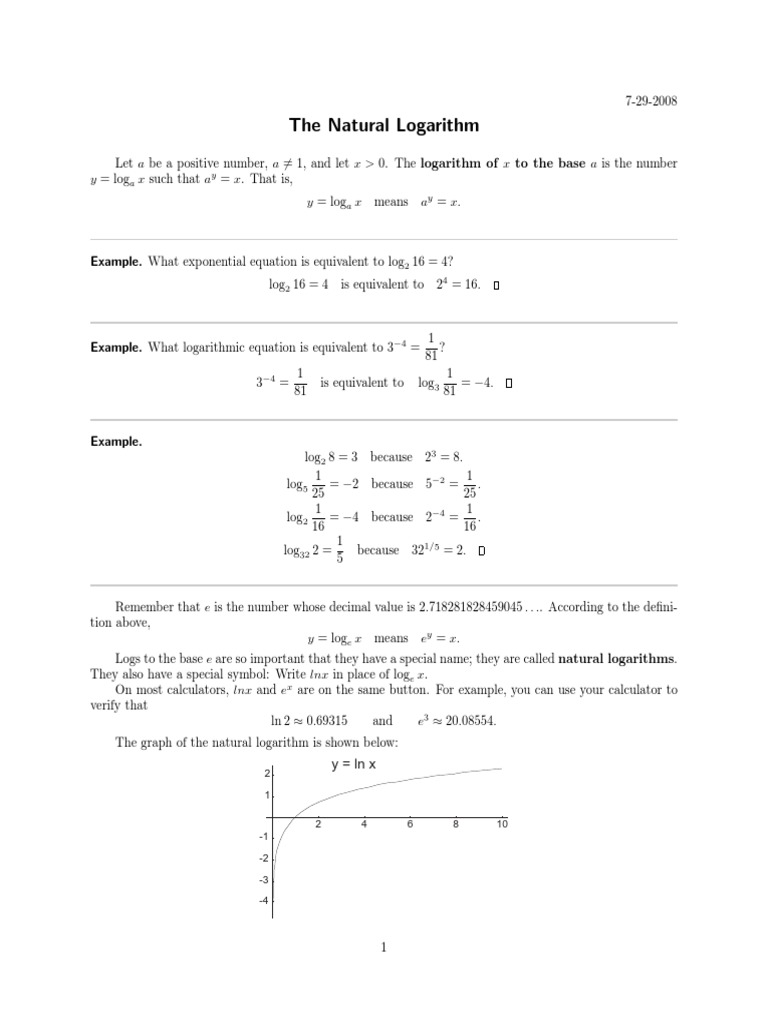 The Natural Logarithm | PDF | Logarithm | Combinatorics