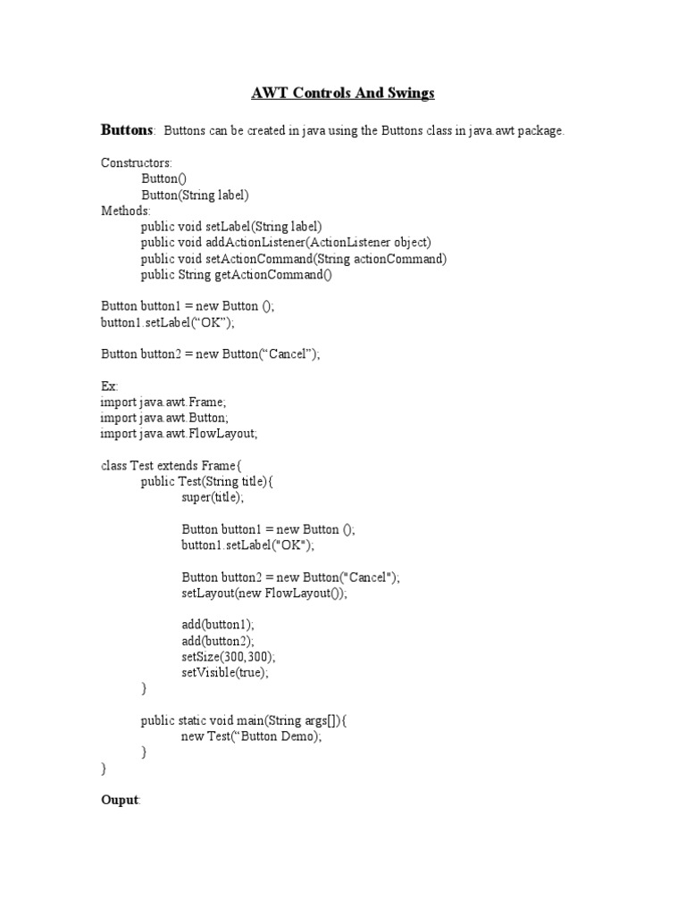 AWT Controls and Examples in Java | PDF | Constructor (Object Oriented ...
