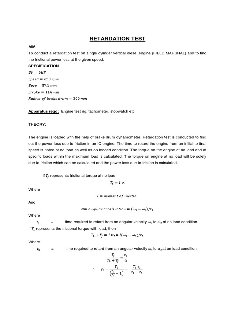 Exp No.6 Retardation Test | PDF | Machines | Mechanical Engineering