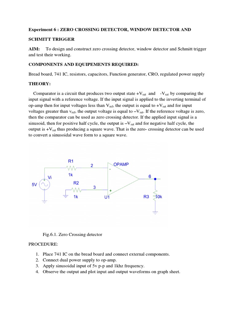 Zero Crossing Detector and Window Detector | PDF | Operational ...