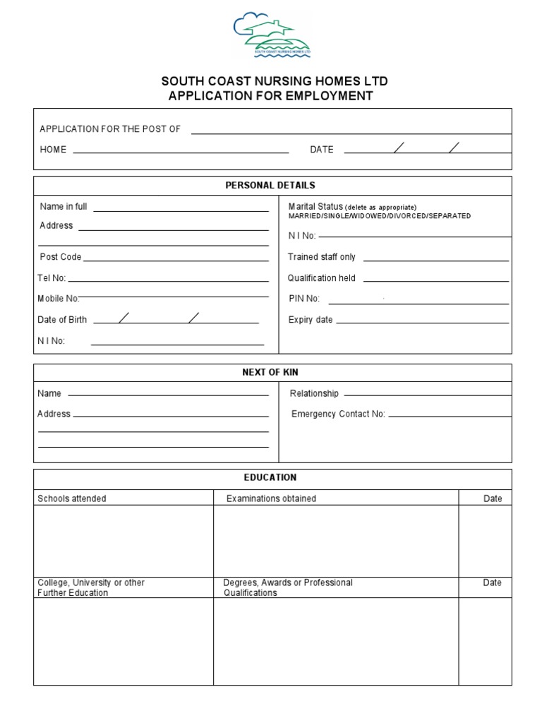 Application Form 1 | PDF | Employment | Labour
