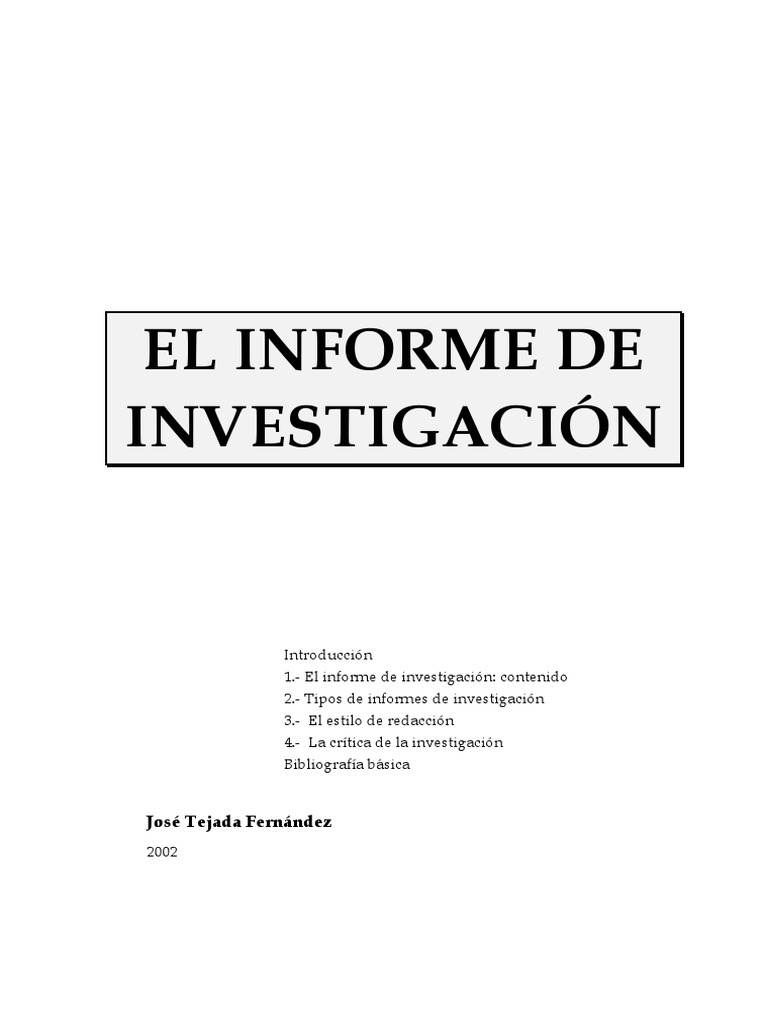 Guía Para Elaborar Un Informe De Investigación