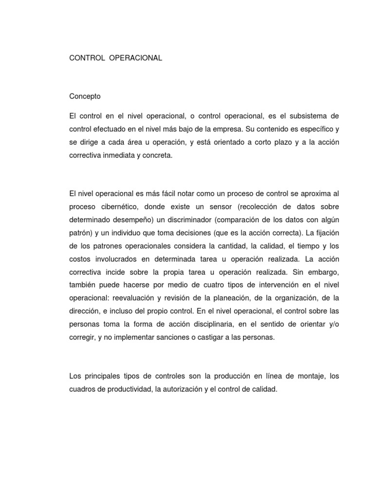 Control Operacional | PDF | Automatización | Calidad (comercial)