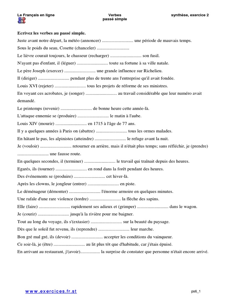 02 - Passé Simple - Exercices - 2 | PDF