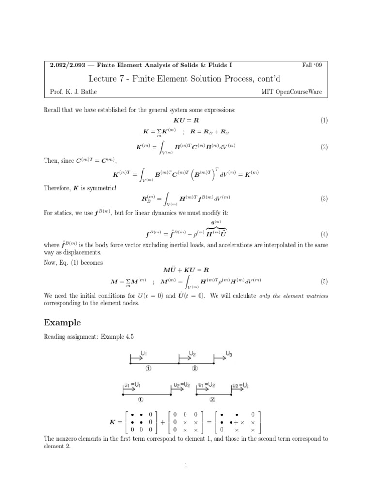 Lecture 7 - Finite Element Solution Process, Cont'd | PDF | Finite ...