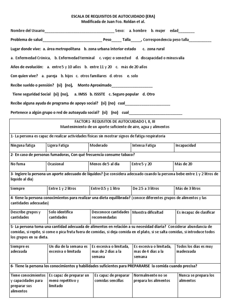 Escala de Requisitos de Autocuidado