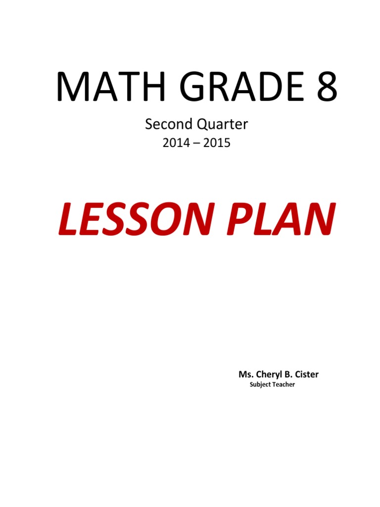 Math Grade 8: Lesson Plan | PDF | Cartesian Coordinate System | René ...