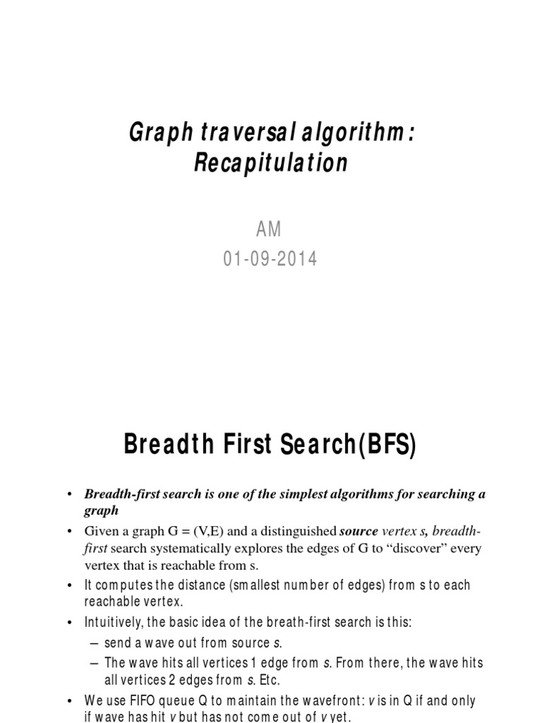 Graph Traversal Algorithm: Recapitulation | PDF | Discrete Mathematics | Computational Problems