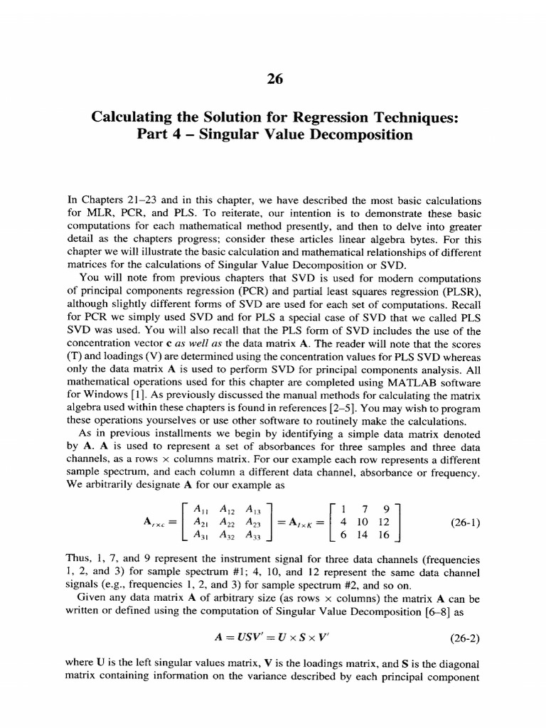 Chemometrics in Spectroscopy - CHP 26 | PDF | Matrix (Mathematics) | Eigenvalues And Eigenvectors