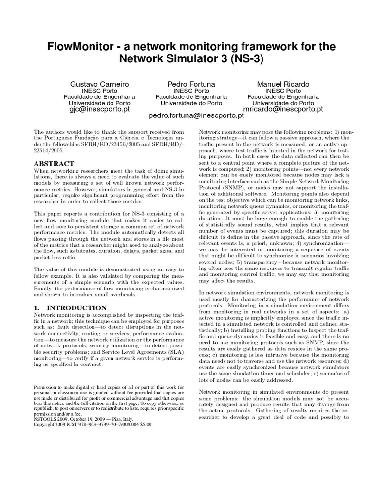 Article: FlowMonitor - A Network Monitoring Framework For The Network Simulator 3 (NS-3) | PDF ...