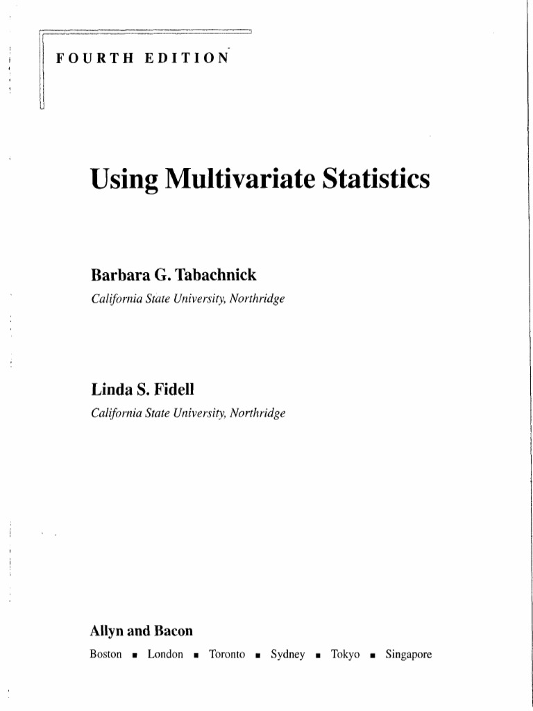 Using Multivariate Statistics: Barbara G. Tabachnick | PDF | Logistic Regression | Multicollinearity