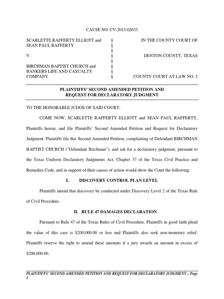 2 ND Amended Petition | PDF | Declaratory Judgment | Equity (Law)