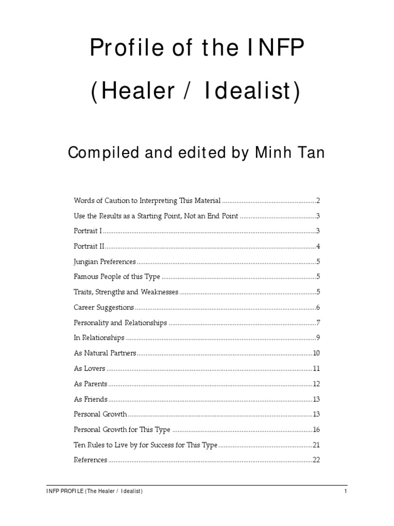 Infp Profile Healer Idealist | PDF | Personality Type | Extraversion ...