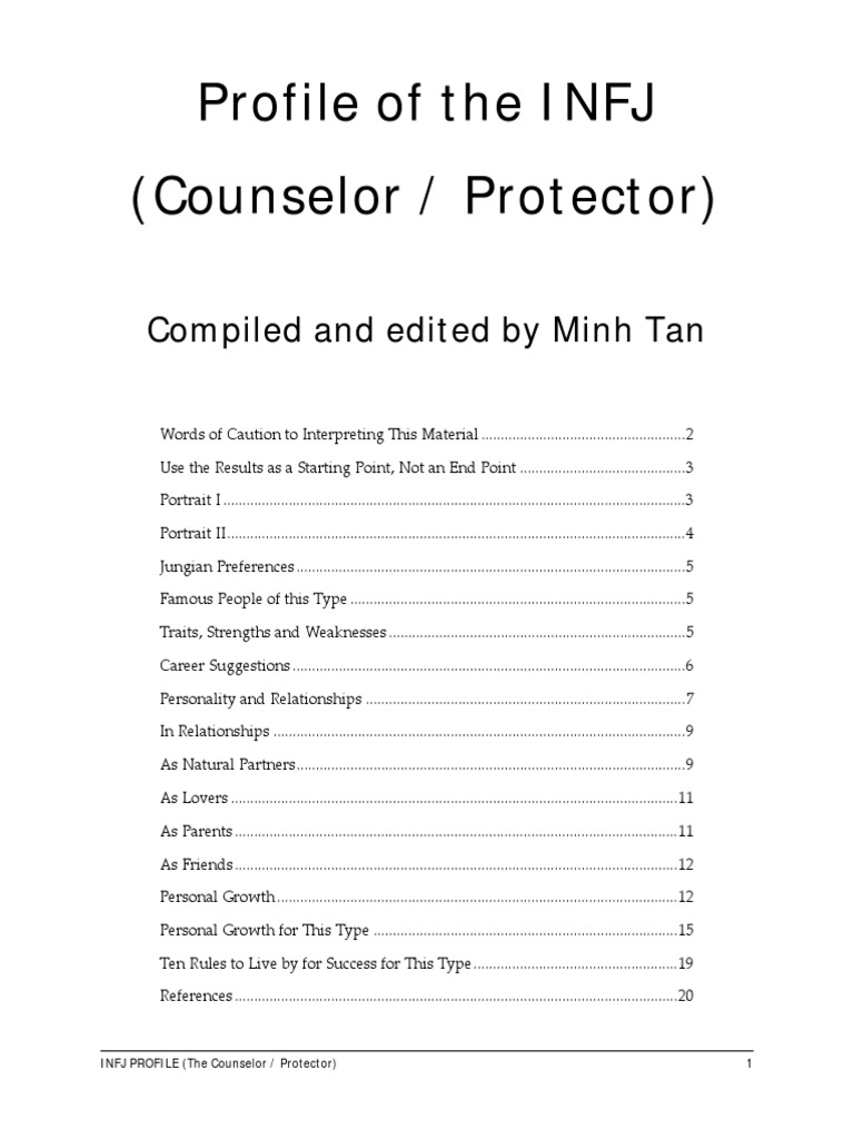 Infj Profile Counselor Protector | Personality Type | Extraversion And ...