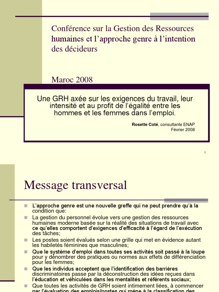 Doc3 - Presentation GRH Moderne | PDF | Ressources humaines | Sexe