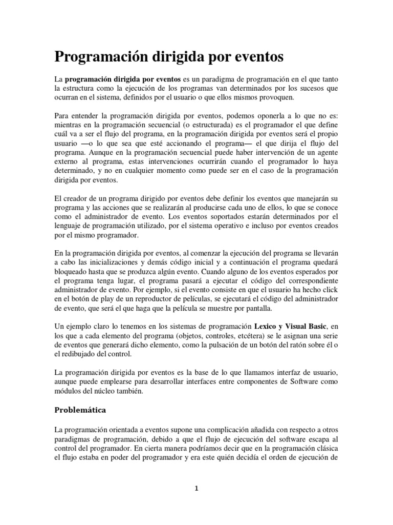 Programación Dirigida Por Eventos | PDF | Áreas de informática ...