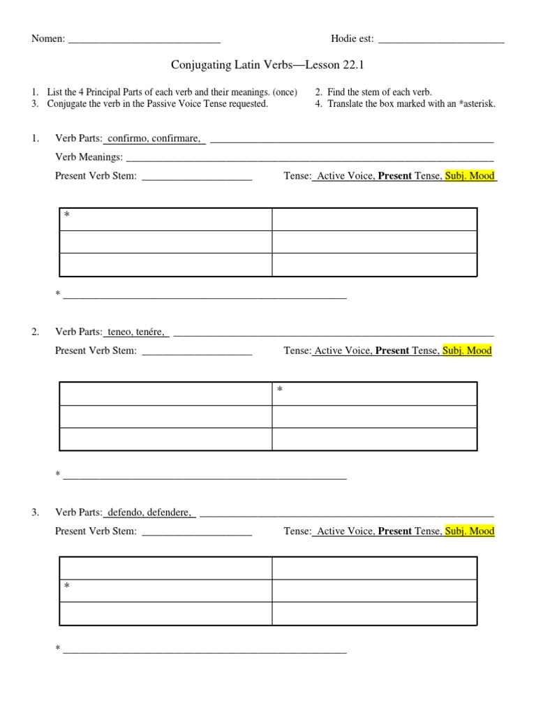 Latin Verb Conjugation Exercises | PDF | Grammatical Tense | Rules