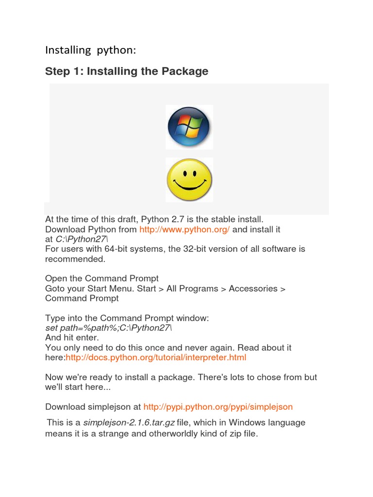 Installing Python Step 1 Installing The Package Pdf Command Line Interface Python