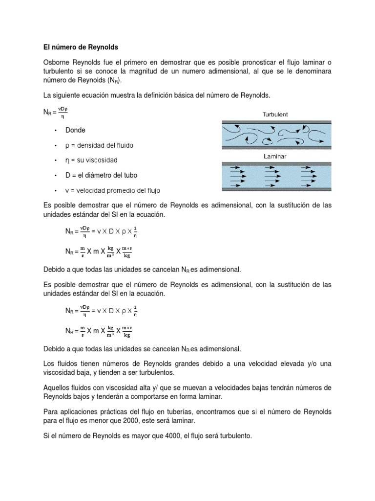 El Número de Reynolds | PDF | Numero Reynolds | Flujo laminar