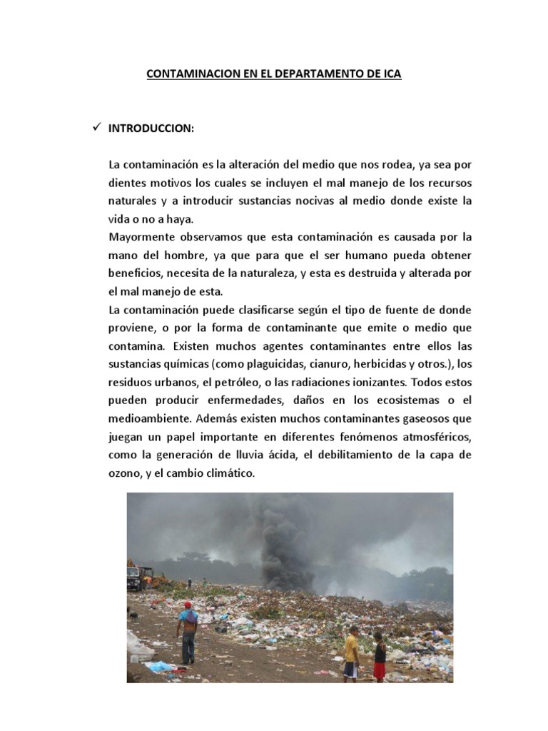 Contaminacion en El Departamento de Ica | PDF | Contaminación ...